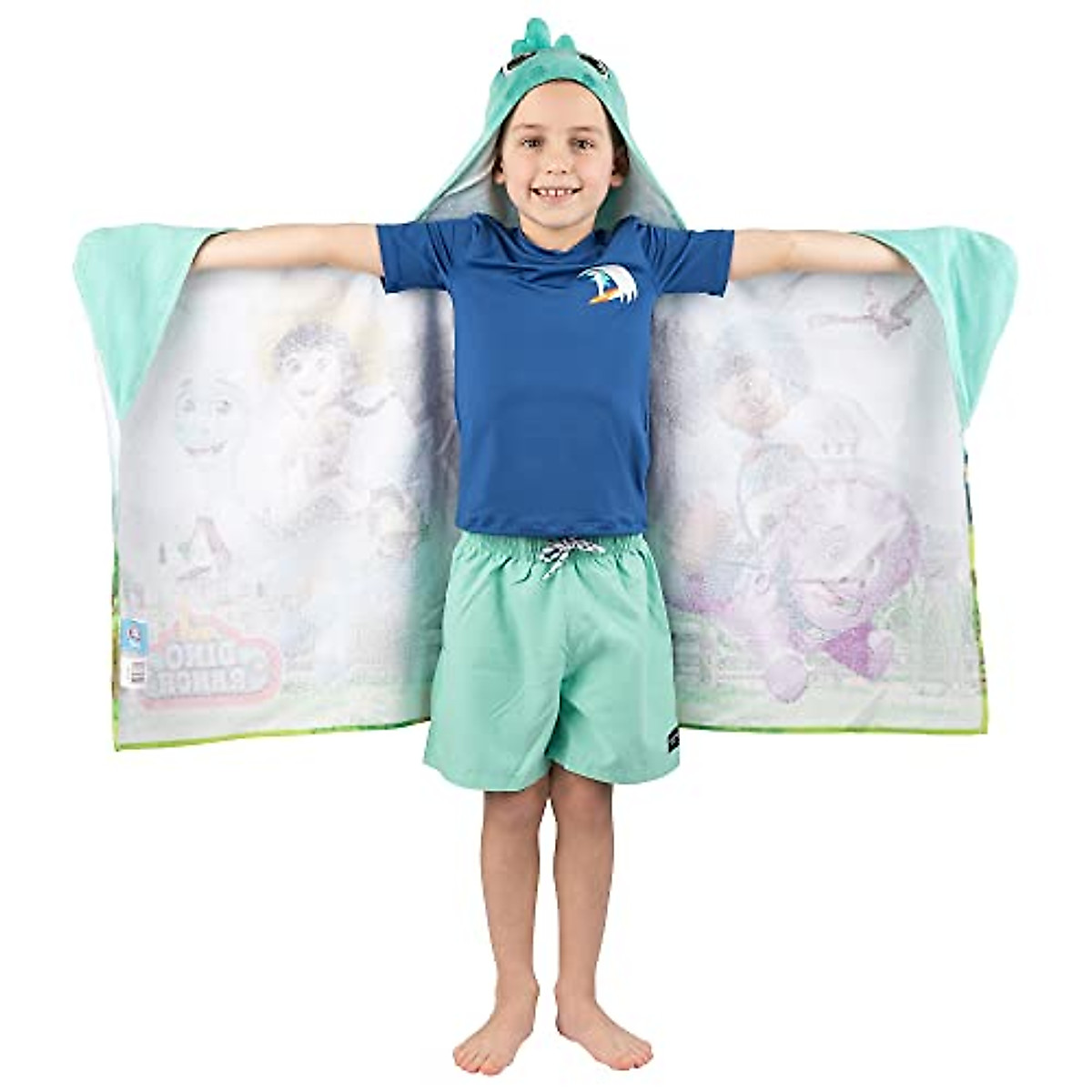 Dino Ranch Bath/Pool/Beach Soft Cotton Terry Hooded Towel Wrap, 24 in x 50 in, By Franco Kids
