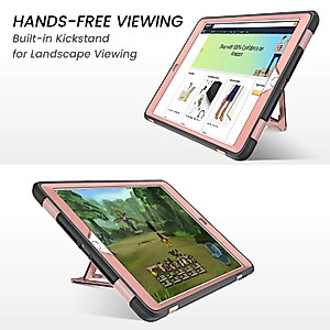 BENTOBEN case for iPad 9th / 8th/ 7th Generation 10.2 ( 2021/2020/2019) Glitter Sparkly 3 Layers Shockproof Kickstand Protective Tablet Cover, Rose Gold