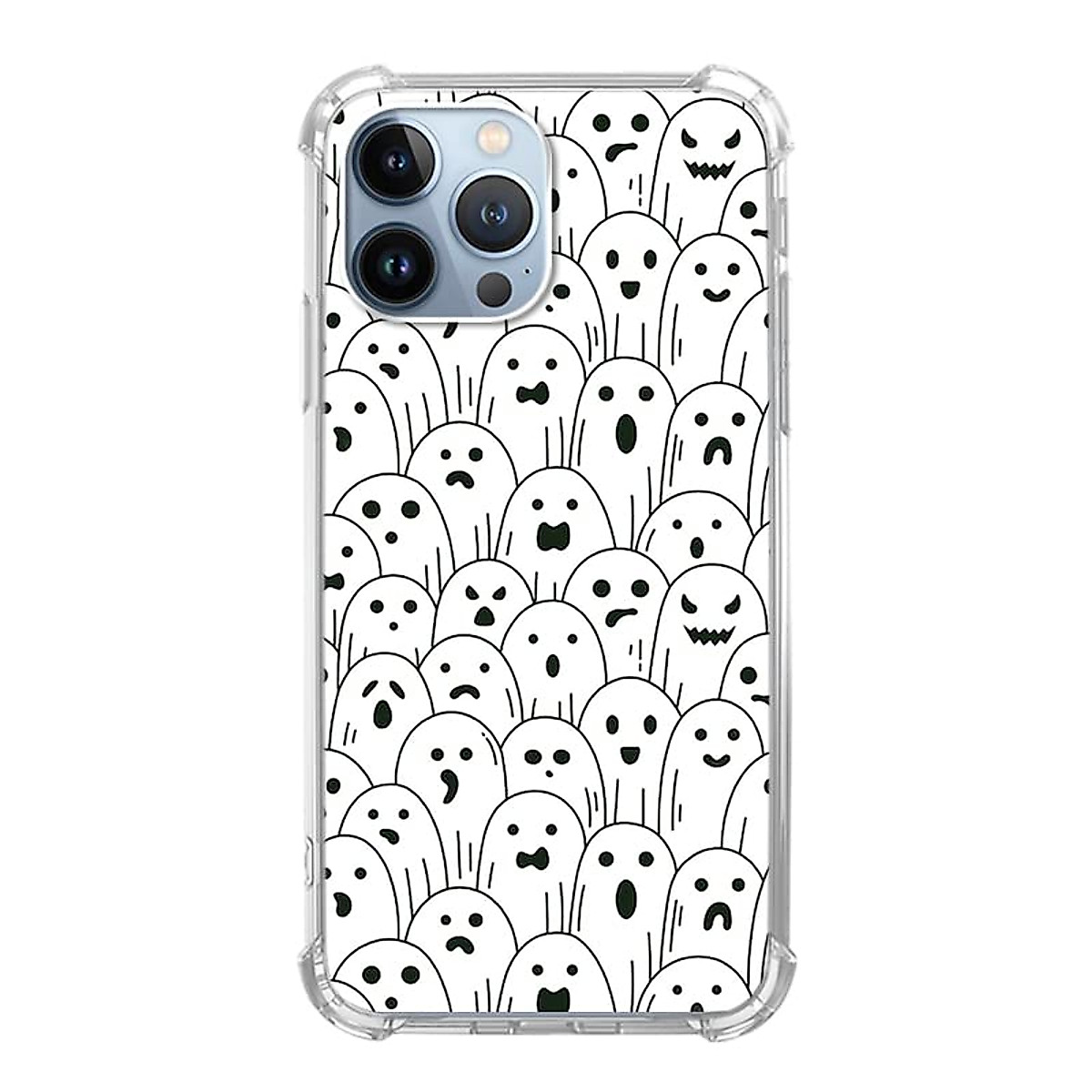 Rambulgkt Cute White Ghosts Case Compatible with iPhone 13 Pro Max, Halloween Ghosts Case for iPhone 13 Pro Max, Cool Cute TPU Bumper Phone Case Cover