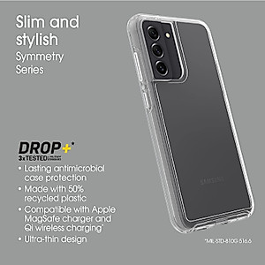 OtterBox Galaxy S21 FE 5G (Only) Symmetry Series Case - STARDUST (SILVER FLAKE), ultra-sleek, wireless charging compatible, raised edges protect camera & screen