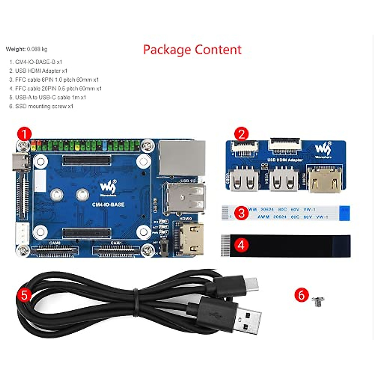 XYGStudy CM4-IO-BASE-B and USB HDMI Adapter, for Raspberry Pi Compute Module 4