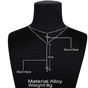 Aimimier Layered Choker Necklace Cross Necklace Rhinestone Cross Charm Pendant Necklace Bohemia Jewelry for Women(Silver)