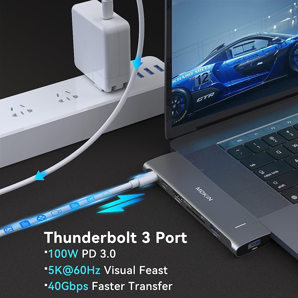 USB C Adapter for MacBook Pro 2022 2021 2020, MacBook Pro USB Adapter, 7 in 2 MacBook Pro Accessories for MacBook Pro/Air M1M2, Mac Dongle with 4K HDMI, 2 USB 3.0, TF/SD, USB-C 100W and Thunderbolt 3