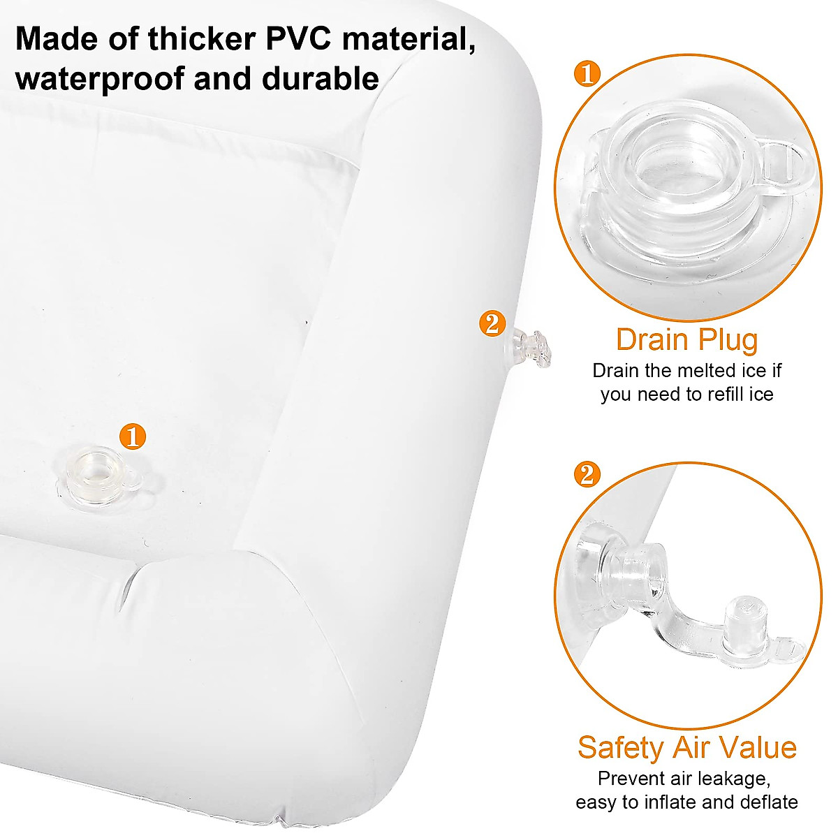 12 Pcs Inflatable Serving Bars Ice Serving Buffet with Drain Plug Inflatable Party Cooler Salad Food Drink Cooler for Parties Bbq Picnic with 2 Hand Pump, 2 Size