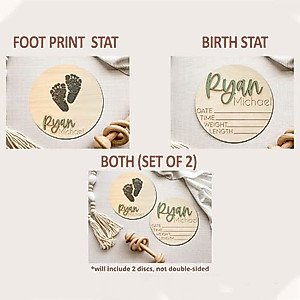 NAZENTI Personalized Wooden Baby Name Announcement Signs, Custom Baby Name Sign, Birth Announcement And Footprint Sign For Hospital, Baby Girl Or Boy, Welcome Signs, Baby Arrival Sign, Baby Shower Gifts (#Design 5)