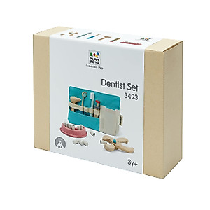 PlanToys Wooden Dentist Role Play Set (3493) | Sustainably Made from Rubberwood and Non-Toxic Paints and Dyes