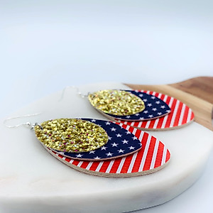 Football Earrings - Sport Earrings - Black & Gold Earrings Glitter - Football Fan Accessory Earrings - Football Jewelry - Football Accessories (Black & Marigold)