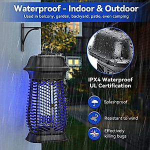 20W Bug Zapper Outdoor, Fly Traps for Indoors with Powerful 3U Shape Light Bulb, Waterproof Fly Zapper, Electric Mosquito Killer for Home, Backyard, Patio (100, Volts)