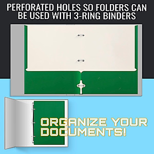 Two Pocket Portfolio Folders, 50-Pack, Green, Letter Size Paper Folders, by Better Office Products, 50 Pieces, Green