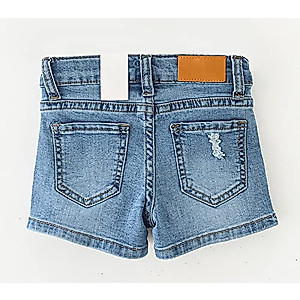 Happy Cherry Baby Girls' Mid Waist Denim Hot Pants Zipper Button Light Girls Denim Shorts Size 4T Blue