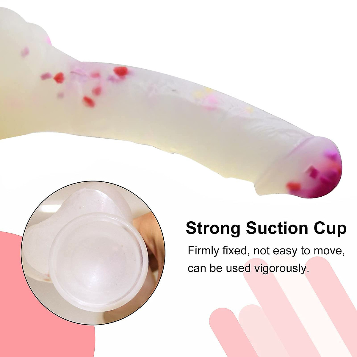 Dildo 9" Realistic Huge Dildo with Suction Cups Adult Sex Toy Penis with Curved Dick and Balls for G-Spot Vagina and Anal Sex Toys for Adults Women Men and Gay Couples (Clear)