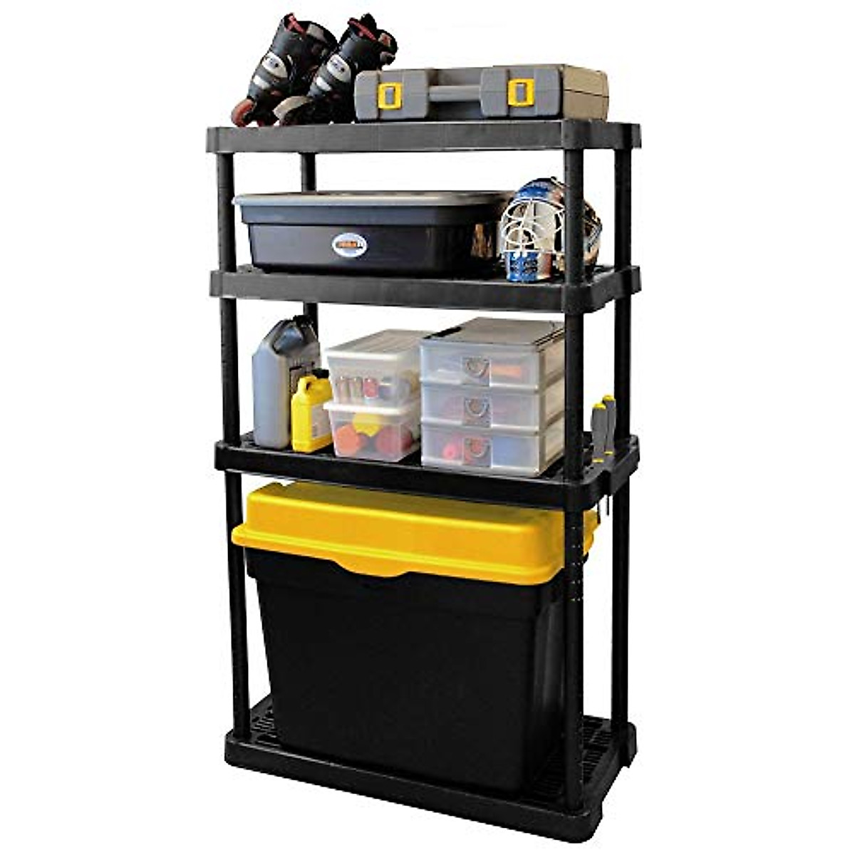 Gracious Living 14 x 32 x 54.5 Inch 4 Tier Adjustable Ventilated Medium Duty Shelving Units for Home, Garage, Basement, and Laundry, Black