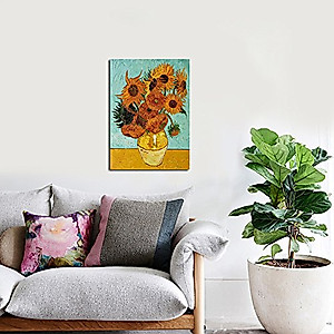 Wieco Art Sunflower by Vincent Van Gogh Oil Paintings Reproduction Modern Floral Giclee Canvas Prints Artwork Flowers Pictures on Canvas Wall Art for Home and office Decorations