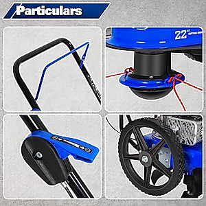 BILT HARD Walk Behind String Trimmer, 160cc 4-Cycle Gas String Mower, 22 Inch Cutting Diameter, Push Weed Eater with 14 Inch Flat Free Wheels, Brush Hog Mower for Farm, Lawn, Yard