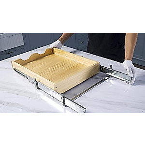 OCG 1 Tier Pull Out Cabinet Organizer (17" W x 21" D), Heavy-Duty Slide out Wood Drawer Shelf, Pull Out Drawer for Cabinets, Base Cabinet Organization for Kitchen, Pantry, Bathroom