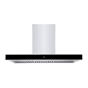 Hauslane | Chef Series Range Hood: 36" WM-739 Wall Mount Kitchen Fan | Contemporary Stainless Steel T Style Hood with Black Glass Panel | 3 Speed Touch Control Wall Mount | Vented or Ductless