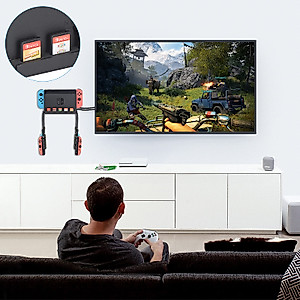 Gooditour Switch Wall Mount Holder - Wall Mount Shelf Stand for Nintendo Switch and Switch OLED with 5 Game Card Holders and 4 Joy Con Hanger - Safely Store Your Switch Console Near or Behind TV