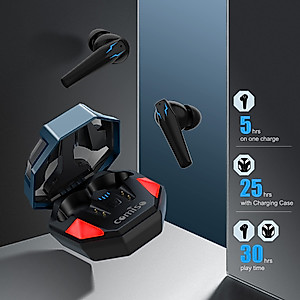 comiso Wireless Earbuds, Gaming Earphones Ultra-Low Latency HI-FI Stereo Sound Bluetooth in-Ear Headphone with Microphone Clear Call 30H Playtime for Workout Running Game Mode