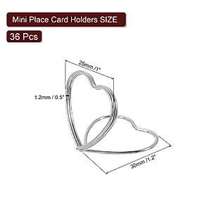 uxcell 36Pcs Heart Shape Table Number Holders Mini Place Card Holders Carbon Steel Picture Holders for Tables Centerpieces, Wedding Reception, Parties, Banquets, Silvery