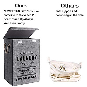 U Trip Laundry Basket with Lid, 85L Large Deluxe Laundry Baskets - Collapsible Foldable Laundry Hamper Big Storage Basket Bin for Clothes Washing Bedroom Organizer Toy Collection (Dark Grey)