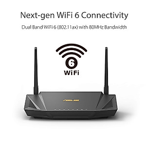 ASUS RT-AX56U AX1800 WiFi 6 Dual-Band WiFi Router, Lifetime Internet Security with AiProtection, Whole-Home WiFi with AiMesh