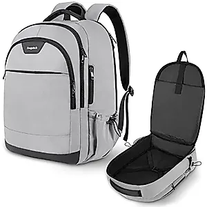 Travel Backpack for Men Women, 40L Carry On Backpack Flight Approved, TSA Suitcase Luggage Backpack for Weekender Business Trips, College School Bag for 15.6 17in Laptop, Grey