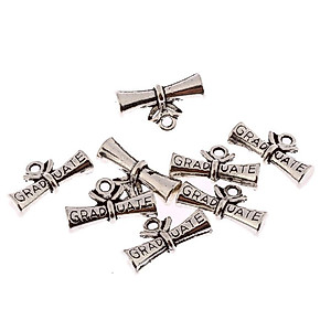 BinaryABC Graduation Charms Pendant,Graduation Diploma Pendants,for Charm Bracelets Chain Necklace Craft Gifts 50Pcs