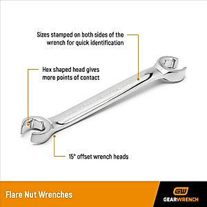 GEARWRENCH 6 Pc. Flare Nut Wrench Set, Metric - 81906