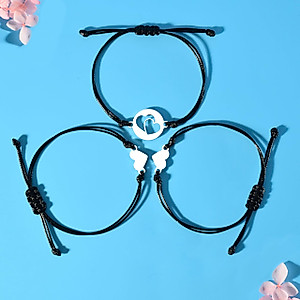 Temulnee 2 Niece Gifts from Auntie Aunt Gifts Matching Bracelets Auntie Two Nieces Gift Heart Love Bracelet from Aunt Jewelry Set for 3 Women Mothers Day Birthday Valentines Day Gifts