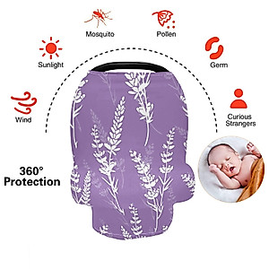 Nursing Cover Breastfeeding Scarf Lavender Flowers Purple- Baby Car Seat Covers, Stroller Cover, Carseat Canopy (2na7a)