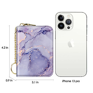 Fintie RFID Credit Card Holder, Small Leather Card Case Wallet w/Zipper Coin Pocket for Women (Lilac Marble)