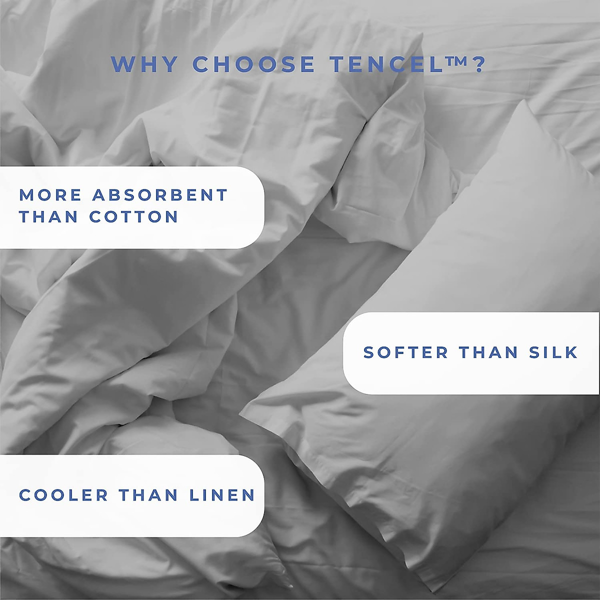 Kotton Culture 100% Tencel Duvet Cover Set - Duvet Cover with Zipper Closure and Pillow Shams - Cooling, Breathable, Absorbent, Soft 3-Piece Bedding Set (King, Silver Grey)