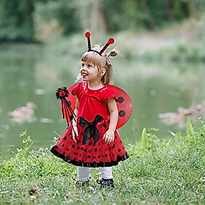 WILDPARTY Girl Ladybug Costume Set with Ladybug Wings, Tutu, Magic Wand, Headband Costume Set LadyBugDress-Suit-A made in China
