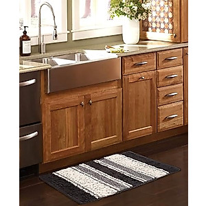 Chenille Bath Rugs Extra Soft and Absorbent, Bath Rugs for Tub Bathroom Shower Mat,Machine-Washable Durable Thick Area Rugs 20" x 32" Charcoal,Unique For Bedroom, Living Room, Kitchen,Nursery and more