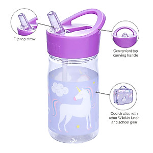 Wildkin 12 Inch Kids Backpack Bundle with Water Bottle (Unicorn)
