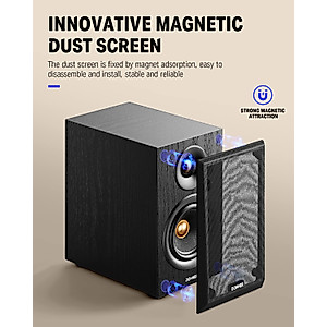 Donner Active Bookshelf Speakers with 60W RMS Powered, Long Stroke Stereo Speakers with Bluetooth 5.0/Coax/Opt/USB DAC/Double RCA Input and Subwoofer Output, Home Audio System - A40D