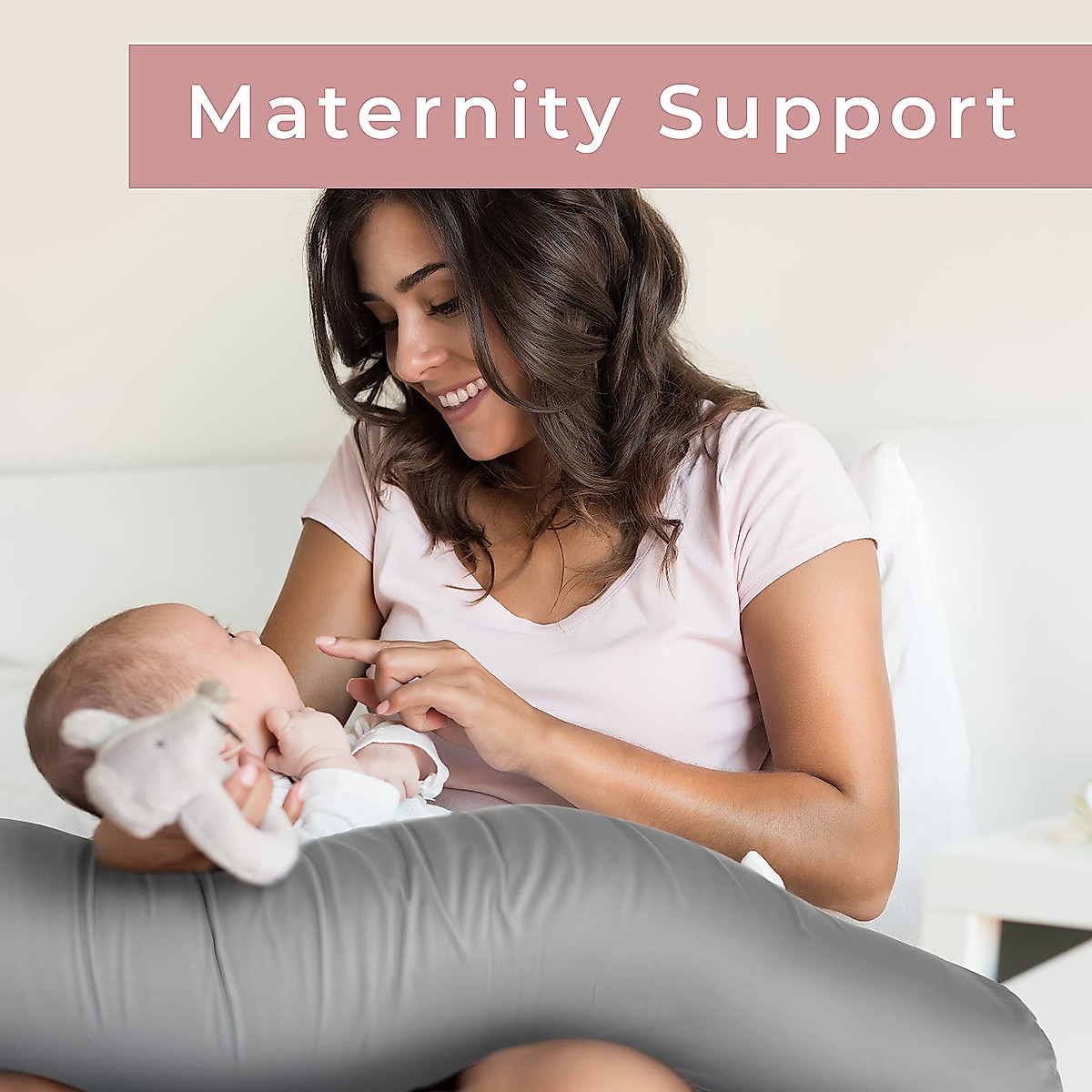 Squishy Deluxe Microbead Body Pillow with Silky Removable Cover, Extremely Huggable, Full Body Support, Keeps Spine in Proper Alignment, Doubles As a Pregnancy & Nursing Pillow, 47 X 7” (Black)