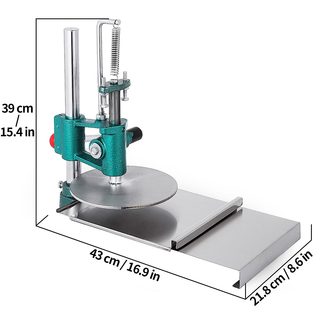 VEVOR Pizza Dough Press Machine, 7.9" Pizza Pastry Press Machine w/Dual Plates, 200mm Stainless-Steel Household Pizza Press w/ 0.2" Thick Disc, Dough Pastry Manual Press Machine w/Cast Iron Base