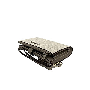 Michael Kors Signature Bright White Double Zip Phone Case Wallet Wristlet 35F8STVW0B-119