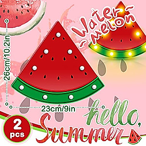 2 Pieces Watermelon Marquee Light LED Watermelon Night Lights Battery Operated Table Fun Lamp Sign Wall Watermelon Decor Decorations for Baby Kids Children Girl Bar Bedroom Nursery, Red Watermelon