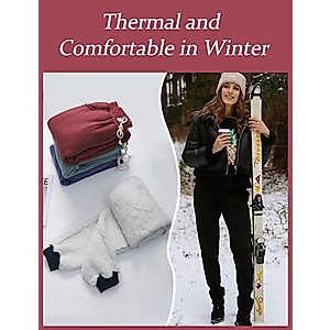 Flygo Women's Winter Warm Fleece Joggers Pants Sherpa Lined Athletic Active Sweatpants(DarkBlue-M)