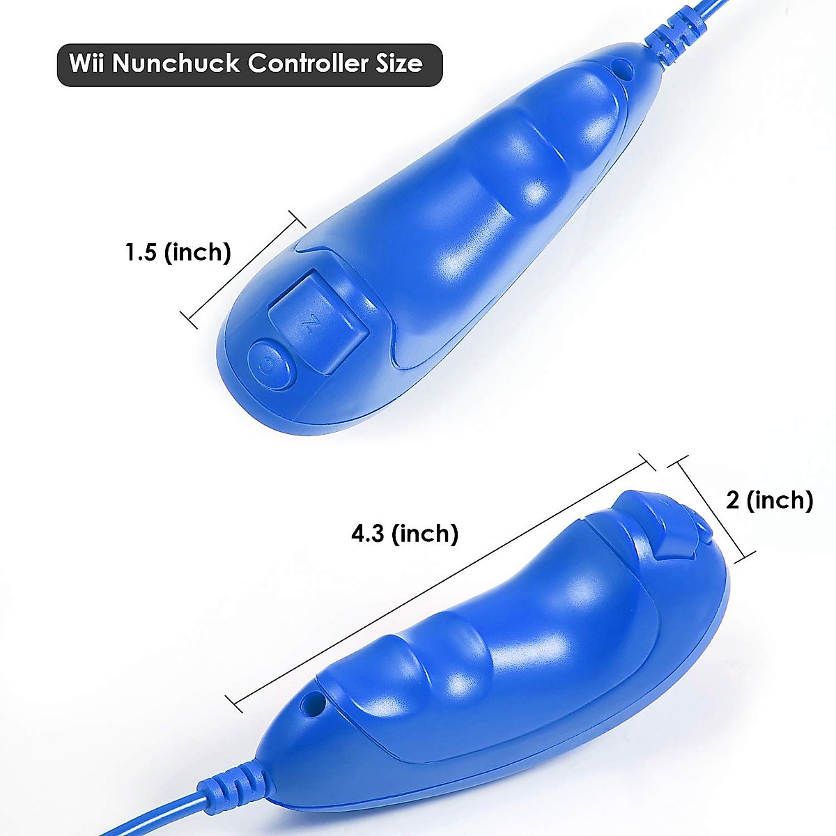 KIWITATA 2 Pack Wii Nunchuck Controllers, Wii Nunchuk Replacement Remote Joystick Gamepad for Wii Wii U Video Console(Red+Blue)