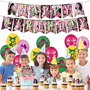 Birthday Party Decorations For Melanie,Party Supplies Set Including Birthday Banner,Cupcake Topper and Balloons