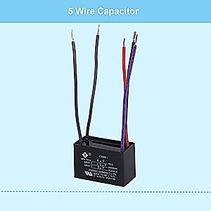 Podoy CBB61 Ceiling Fan Capacitor with 5 Wire 4/4.5/5 uf 250VAC 50/60Hz