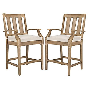 Safavieh Couture Patio Collection San Salvador Natural and White 25-inch Bar Stool (Set of 2)