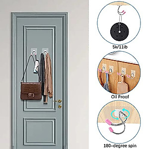 16 Pieces Self Adhesive Wall Hooks, FineGood 8 Transparent Dual Heavy Duty Hooks and 8 Stainless Steel Seamless Hooks, for Kitchen Bathroom Waterproof Self Adhesive Wall Hooks