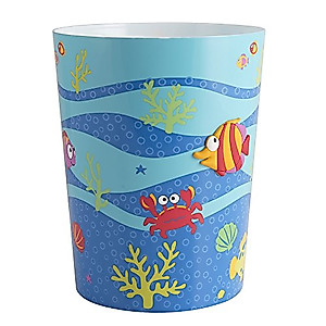 Allure Home Creation Fish Tails Plastic Wastebasket Compact Size 1.48 Gallons