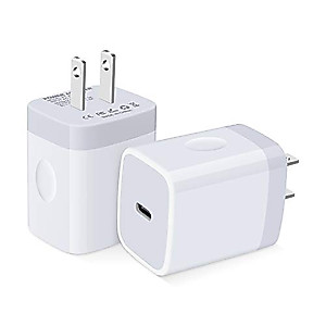 20W PD Fast USB C Wall Charger Block Compatible iPhone 14 13 12 11 Mini Pro Max Plus SE XS XR X 8 Pad, Samsung, Pixel 7 6, 2Pack USB C Power Adapter Charger Plug Brick Cube Type C Charging Box Base