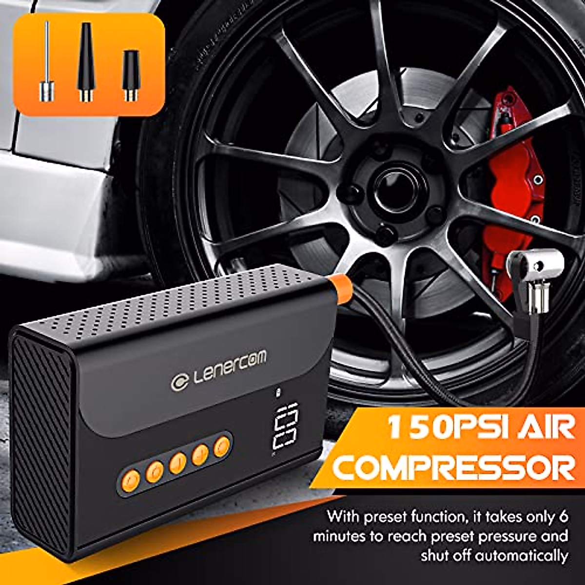 Jump Starter with Air Compressor,1000A Battery Jump Starter with 150PSI Digital Auto Tire Inflator,Up to 6.0L Gas & 3.0L Diesel Engines,12V Car Lithium Battery Jump Box Pack Power Charger