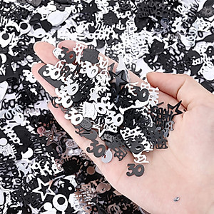 3000 PCS Black Silver 30th Happy Birthday Confetti Decorations with Diamonds Black Silver 30th Birthday Party Table Decor Metallic Foil Confetti Scatter for Men Women Birthday Anniversary Party DIY